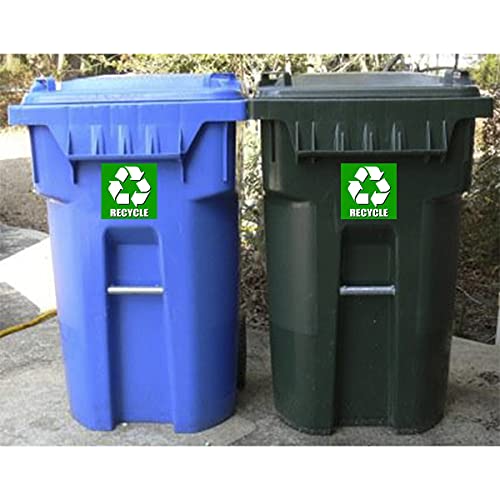 2 PC Recycling Stickers for Trash Can - 4 x 4 Vinyl Stickers - Waste Management Sticker - Trash Recycle Stickers - Green Recycling Bin Labels