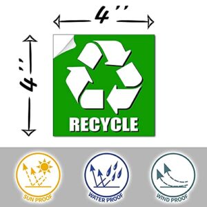 2 PC Recycling Stickers for Trash Can - 4 x 4 Vinyl Stickers - Waste Management Sticker - Trash Recycle Stickers - Green Recycling Bin Labels