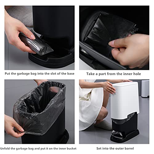 YCOCO 10L Slim Plastic Trash Can 2.6 Gallon Narrow Garbage Can with Press Top Lid,Dog Proof Wastebasket Trash Can for Bathroom,Living Room,Office and Kitchen