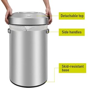 EKO Urban Commercial Round Open Top Stainless Steel Trash Can 90L