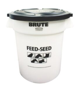 rubbermaid commercial products feed and seed brute container with lid, 20 gallon trash can, food storage