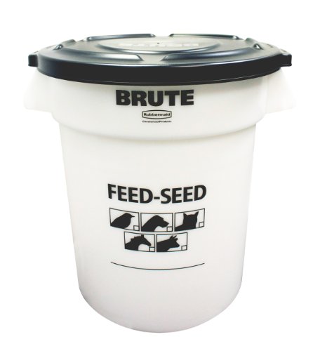 Rubbermaid Commercial Products Feed and Seed BRUTE Container with Lid, 20 Gallon Trash Can, Food Storage