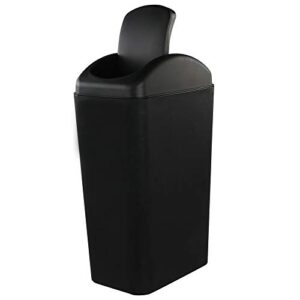 pekky plastic kitchen trash can,14 l, black lid garbage bin, ideal for condos, hotels or dorm rooms