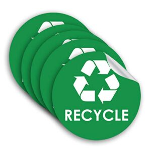 recycle sticker trash bin label – 4″ x 4″ – 5 pack organize garbage waste from recycling – great for metal aluminum steel or plastic trash cans – indoor & outdoor – use at home kitchen & office