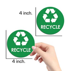 Recycle Sticker Trash Bin Label - 4" x 4" - 5 PACK Organize Garbage Waste from Recycling - Great for Metal Aluminum Steel or Plastic Trash Cans - Indoor & Outdoor - Use at Home Kitchen & Office