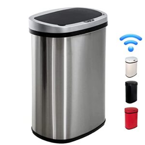 kitchen trash waste bin brushed stainless stell garbage can 13 gallon automatic trash can touch free high capacity 50 liter with lid , for bathroom bedroom home office