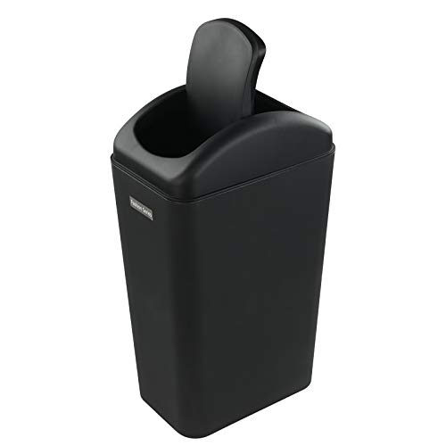 Jandson Black Swing Trash Can, Slim Trash Bin for Narrow Space, 14 Liter