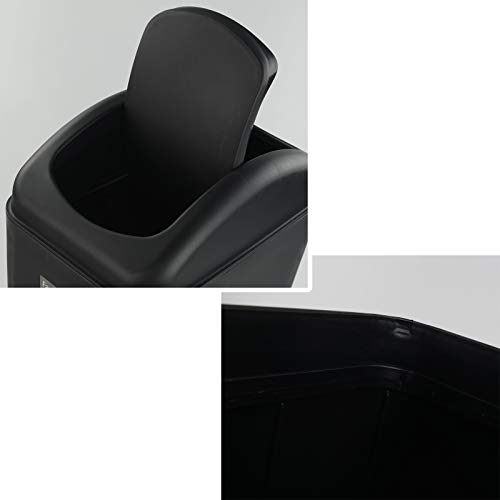 Jandson Black Swing Trash Can, Slim Trash Bin for Narrow Space, 14 Liter