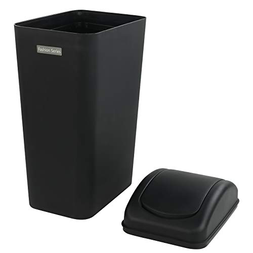 Jandson Black Swing Trash Can, Slim Trash Bin for Narrow Space, 14 Liter