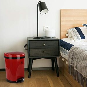 Ramddy Round Step Trash Can with Lid, Gabbage/Waste Bin with Pedals, 2.2 Gallons / 8.3 Liters Red