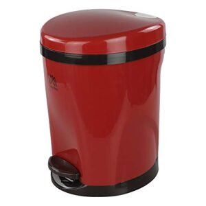 Ramddy Round Step Trash Can with Lid, Gabbage/Waste Bin with Pedals, 2.2 Gallons / 8.3 Liters Red