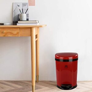 Ramddy Round Step Trash Can with Lid, Gabbage/Waste Bin with Pedals, 2.2 Gallons / 8.3 Liters Red