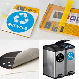 6 Pack (6in x 6in) Recycle Logo and Trash can Sticker to Organize Your Trash - 7 Mil - Laminated - for Trash cans, Garbage containers and Recycle Bins - Premium Vinyl Decal