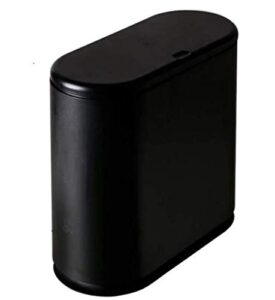 trash can, 10 liter / 2.4 gallon plastic slim garbage container bin with press top lid, waste basket for kitchen, bathroom, living room, office, narrow place（black）