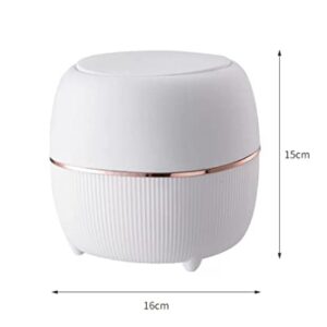 Plastic Trash can Creative Mini Desktop Trash can, with lid Small Home Office Cleaning Trash Button Desktop Storage bin, with 50 Trash Bags (White)