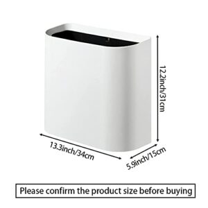 Trash Can for Bathroom 2.3 Gal Wastebasket Office Garbage Can Slim Rectangular Waste Bin for Kitchen Bedroom (White)