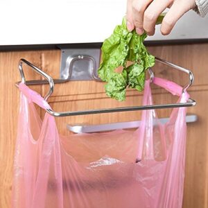 Driak 1pcs Super Practical Garbage Storage Bags Rack Hanging Stainless Steel Trash Bag Holder for Kitchen Storage Cupboard