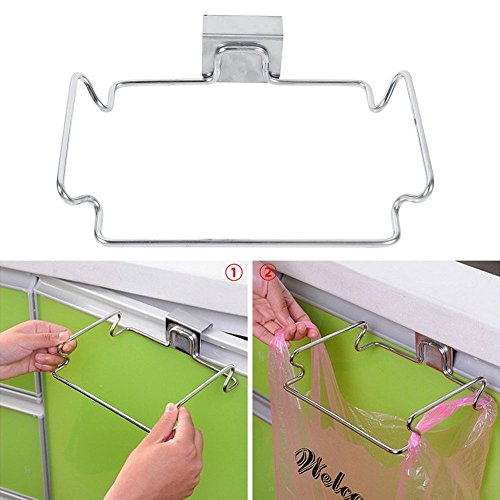 Driak 1pcs Super Practical Garbage Storage Bags Rack Hanging Stainless Steel Trash Bag Holder for Kitchen Storage Cupboard