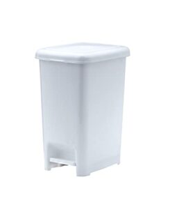 superio 10.5 gal slim step on pedal plastic trash can, waste bin for under desk, office, bedroom, bathroom- 42 qt white