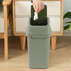 Ortodayes 1.8 Gallon Plastic Trash Can with Lid, Desktop Trash Bin (Green)