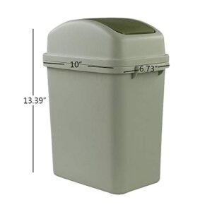 Ortodayes 1.8 Gallon Plastic Trash Can with Lid, Desktop Trash Bin (Green)