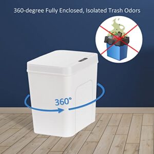 Blinkbrione Trash bin Kitchen,Rectangular Plastic ,Automatic Trash can Small, Recycle White, Bathroom Wastebasket with lid, Garbage can with Motion Sensor lid 2.5Gallon Hand-Free