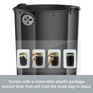 Retro Trash Can with Lid - 12L/3.2 Gal Step Trash Can w/ Soft Closing Lid - Round Garbage Can w/ Handles - Touchless Trash Can w/ Removable Garbage Guard Bucket - Outdoor Garbage Bin - Large Trash Can, Orange