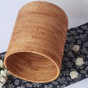 kodeng handmade rattan vase trash can, cylinder storage, desktop trash can, rattan trash can storage basket (20cm)