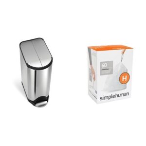 simplehuman 30 litre butterfly step can fingerprint-proof brushed stainless steel + code h 60 pack liners