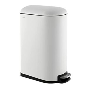 happimess hpm1009c roland mini 2.6-gallon step-open trash can, modern, minimalistic, fingerprint-proof, rustproof, soft close, bedroom, bathroom, kitchen, laundry room, office, 2.64 gallons, white