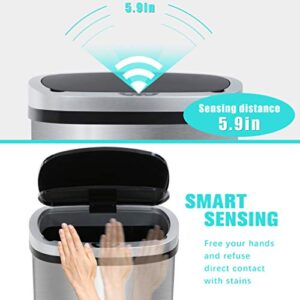 OffiClever 13 Gallon Kitchen Trash Can Waste Bin Stainless Steel Garbage Can Automatic Touch Free High-Capacity 50 Lite for Home Office Bedroomr