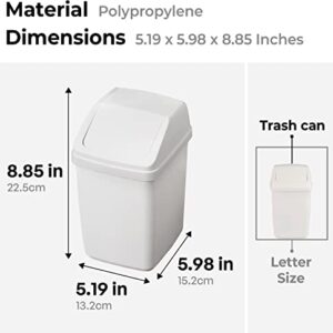 Small Trash can with lid 2 Liter/ 0.5 Gallon Mini Wastebasket for Countertop, Coffee Area, Dorm Room Essentials, Bathroom, Office & Home, Kitchen, Bedroom - White