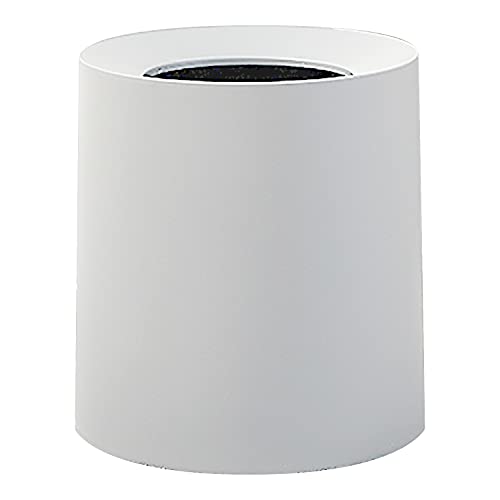 Modern Round Waste Basket - 2.1Gal/8L Open Top Trash Bin - White Garbage Can with Removable Plastic Bin - Keeps Liner Bag Hidden - Bathroom Garbage Can or Trash Can for Kitchen - Minimalist Office Trash Can