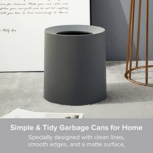 Modern Round Waste Basket - 2.1Gal/8L Open Top Trash Bin - White Garbage Can with Removable Plastic Bin - Keeps Liner Bag Hidden - Bathroom Garbage Can or Trash Can for Kitchen - Minimalist Office Trash Can