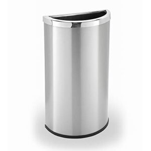 commercial zone waste container, stainless steel, 8 gallon – half moon