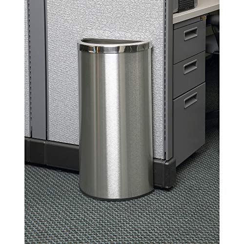 Commercial Zone Waste Container, Stainless Steel, 8 Gallon - Half Moon