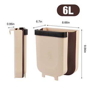 Folding Trash Can,Silicone Waste Cans for Kitchen Folding Waste Bin Foldable Hanging Trash Can Collapsible Small Hanging Garbage Can for Home Room Cabinet Door Drawer - 6L