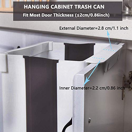 Folding Trash Can,Silicone Waste Cans for Kitchen Folding Waste Bin Foldable Hanging Trash Can Collapsible Small Hanging Garbage Can for Home Room Cabinet Door Drawer - 6L