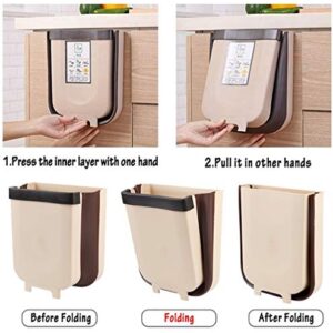 Folding Trash Can,Silicone Waste Cans for Kitchen Folding Waste Bin Foldable Hanging Trash Can Collapsible Small Hanging Garbage Can for Home Room Cabinet Door Drawer - 6L