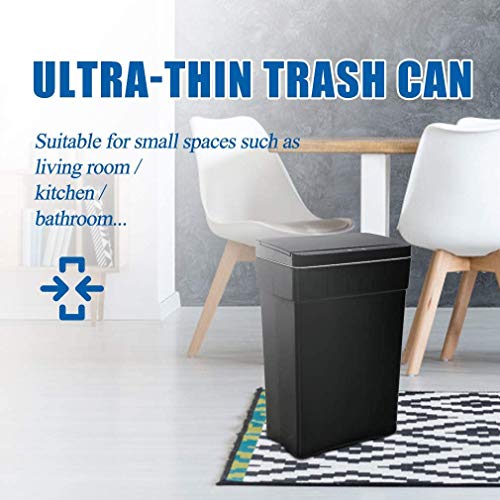 Automatic Trash Can 13 Gallon Garbage Bin Waste Bins with Lid Garbage Can Touch Free Trash Can Sensor Kitchen Waste Bin for Bedroom Bathroom Home Office, Black