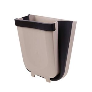 Hanging Folding Trash Can Bin for Kitchen Cabinet Door, Collapsible Trash Bin Wastebasket Garbage Can Attached to Cabinet Door Kitchen Drawer Bedroom Dorm Room Car Waste Bin - 8L (Coffee)