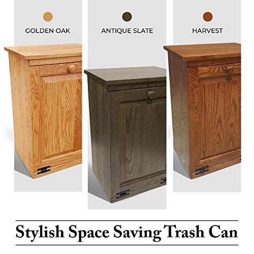 Peaceful Classics Tilt Out Trash Cabinet- Amish Handcrafted Wooden Pull Out Cabinet, Decorative Trash Bin Cabinet for Kitchen, Bedroom, & Home Patio, Tilt Out Laundry Hamper Cabinet, Antique Slate