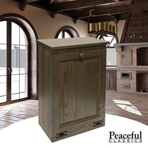 Peaceful Classics Tilt Out Trash Cabinet- Amish Handcrafted Wooden Pull Out Cabinet, Decorative Trash Bin Cabinet for Kitchen, Bedroom, & Home Patio, Tilt Out Laundry Hamper Cabinet, Antique Slate