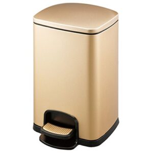 trash can 30 liter/8 gallon stainless steel rectangular kitchen step, ashbin/rubbish bin anti-fingerprint with lid, large kitchen garbage can with double layer foot pedal (color : gold, size : 8l)