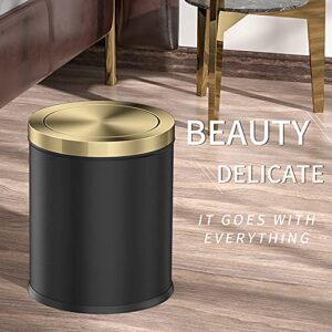 LEASYLIFE Bathroom Garbage can with lid, Trash Can with Flipping Lid, 4gallon,Garbage cans for Kitchen，Living Room. Metallic Gold (Black)