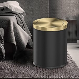 LEASYLIFE Bathroom Garbage can with lid, Trash Can with Flipping Lid, 4gallon,Garbage cans for Kitchen，Living Room. Metallic Gold (Black)