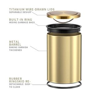 keling 15L/4gallon, Stainless Steel Trash can,Bathroom Garbage can with lid,Trash Can with Flipping Lid, Garbage cans for Kitchen,Living Room. Metallic Gold (Gold)