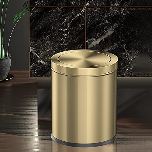 keling 15L/4gallon, Stainless Steel Trash can,Bathroom Garbage can with lid,Trash Can with Flipping Lid, Garbage cans for Kitchen,Living Room. Metallic Gold (Gold)