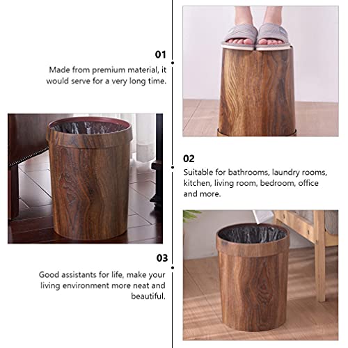 YARNOW Trash Can Wood Small Rustic Garbage Container Bin Trash Holder for Home or Office Farmhouse Living Room Bathroom Powder Rooms, 29X22CM, 5NA51097K5X18Y0CL99HC8D