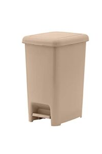 superio slim step on trash can 6.5 gallon, beige waste bin with foot pedal lid 26 liter, kitchen, under desk, office, bedroom, bathroom